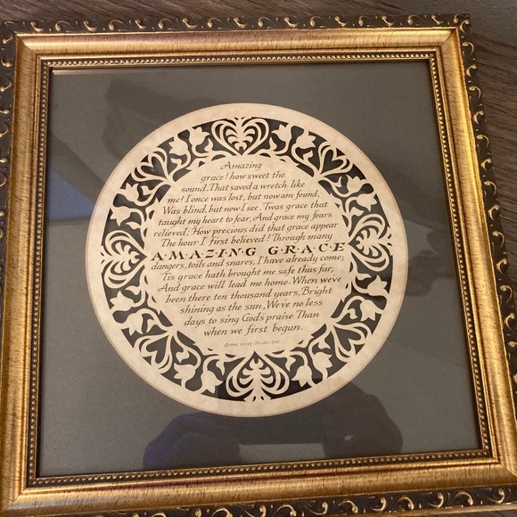 Cindy Jacobs Ltd. | Wall Decor | Amazing Grace Stencil Verse Gold Frame ...